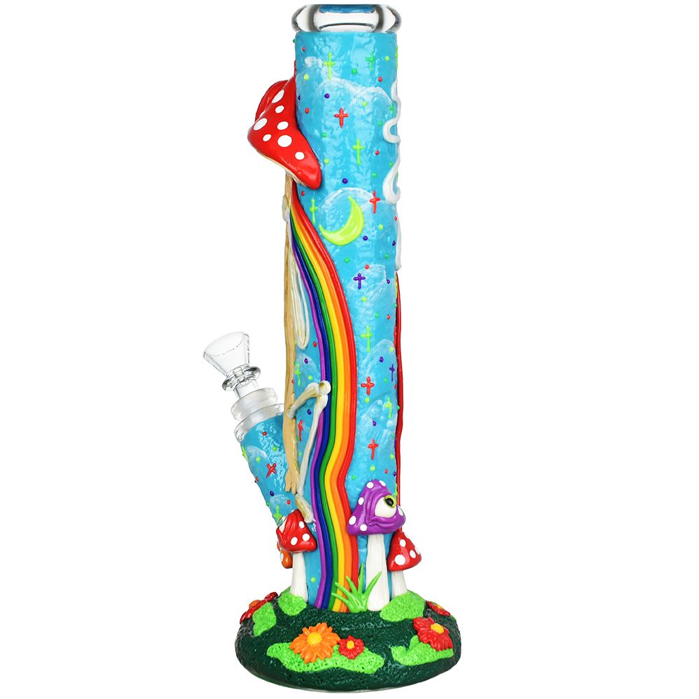 Skeleton Under The Rainbow Glow 11.5" Straight Tube Bong – Planet Nugg